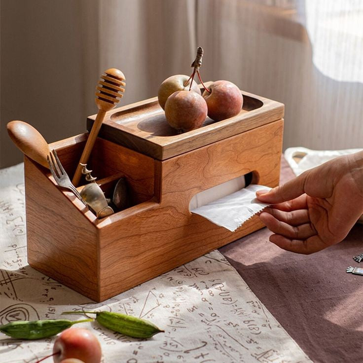 Tissue Spoon Holder In Lavish Pure Wooden – Trimwood