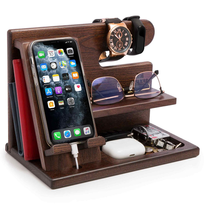 Wooden Phone Docking Station - Multifunctional Desk Organizer – Trimwood